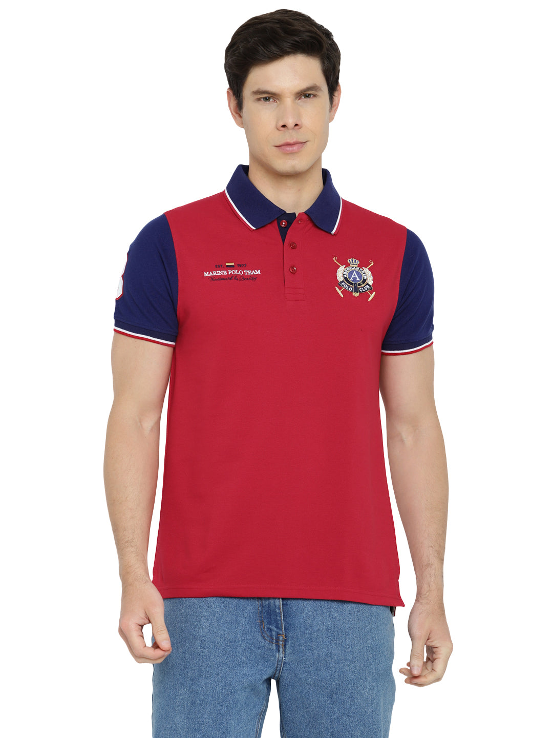Polo T-Shirt for Men - Jester Red & Navy Blue – American Crew Store